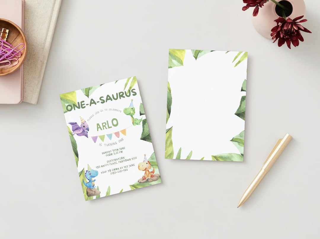 ONE-A-SAURUS First Birthday Invitation 'editable Template' - Etsy