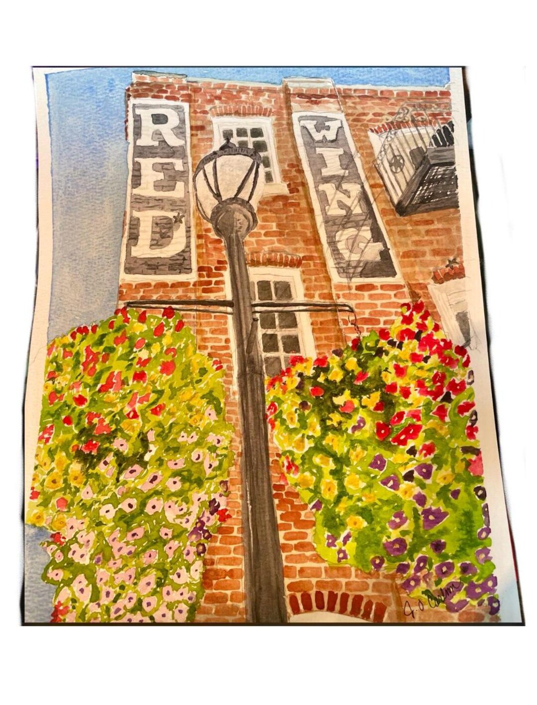 Red Wing Flower Basket Against Iron Works Building - Etsy