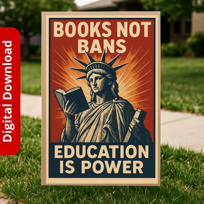 Books Not Bans Protest Sign - Education Poster (digital Download) - Etsy