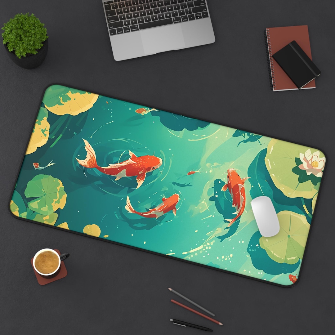 Desk Mat, Koi Fish Pond Playmat Mousepad L XL XXL, Gaming Mouse Pad ...