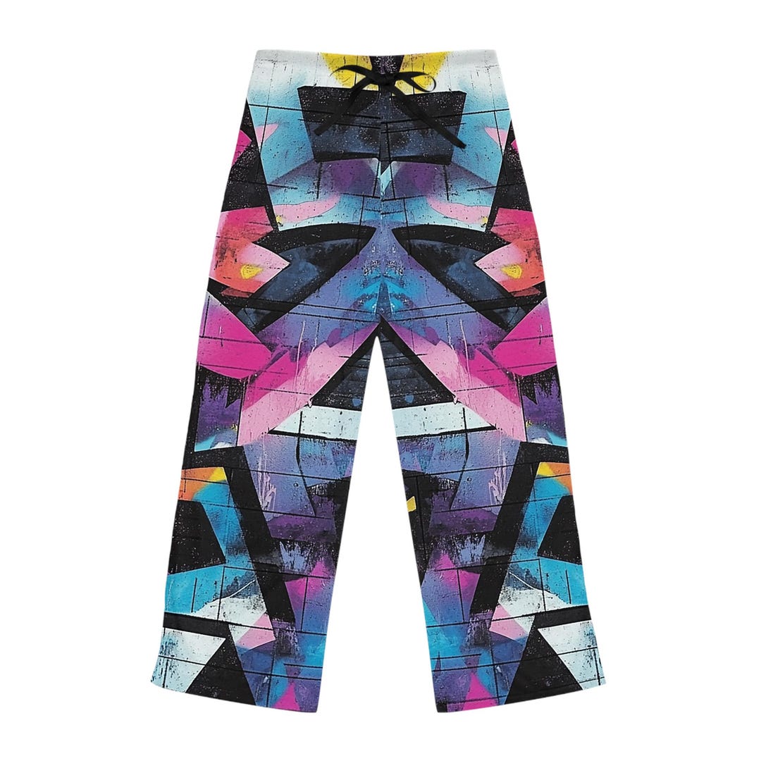 Graffiti Print Pajama Pants, Women's Street Art Joggers, Urban Fashion ...
