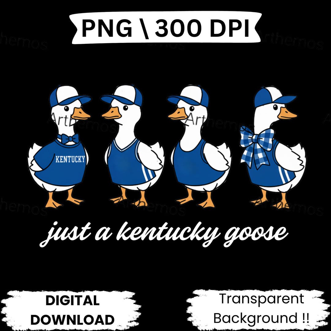 Cute Kentucky Geese Clipart PNG | Blue and White Goose With Cap and ...