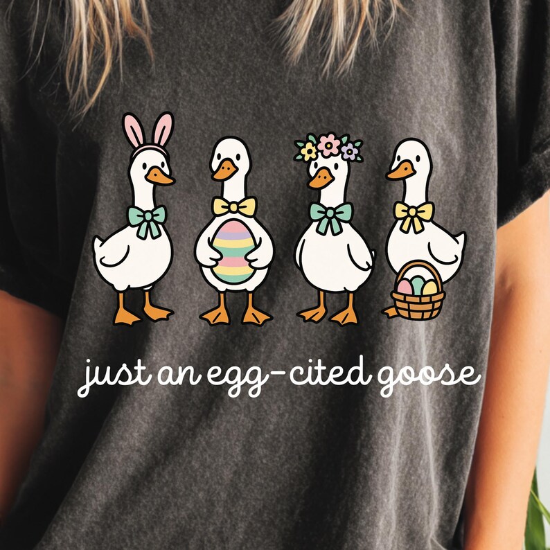Easter Goose PNG, Cute Bunny Goose Clipart, Funny Egg Goose Sublimation ...