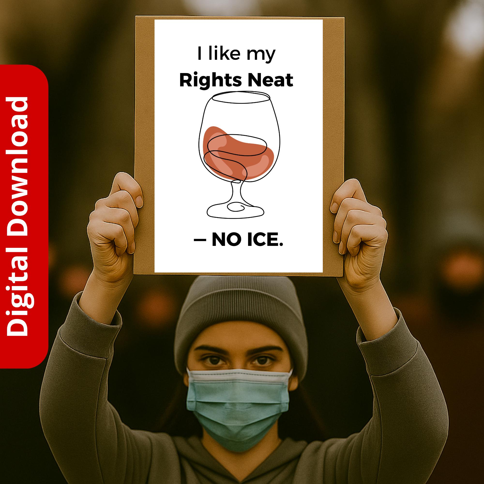 Printable Protest Sign – No Ice, Rights Neat Poster – Instant Download ...