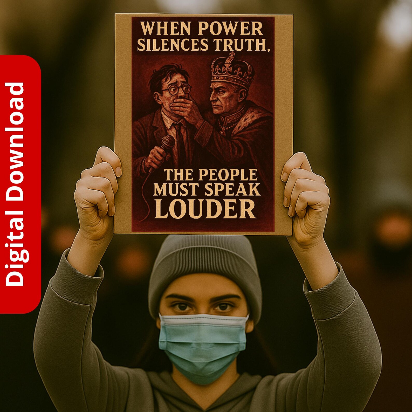 Protest Sign Printable – Activist Poster, Democracy, Freedom (digital ...
