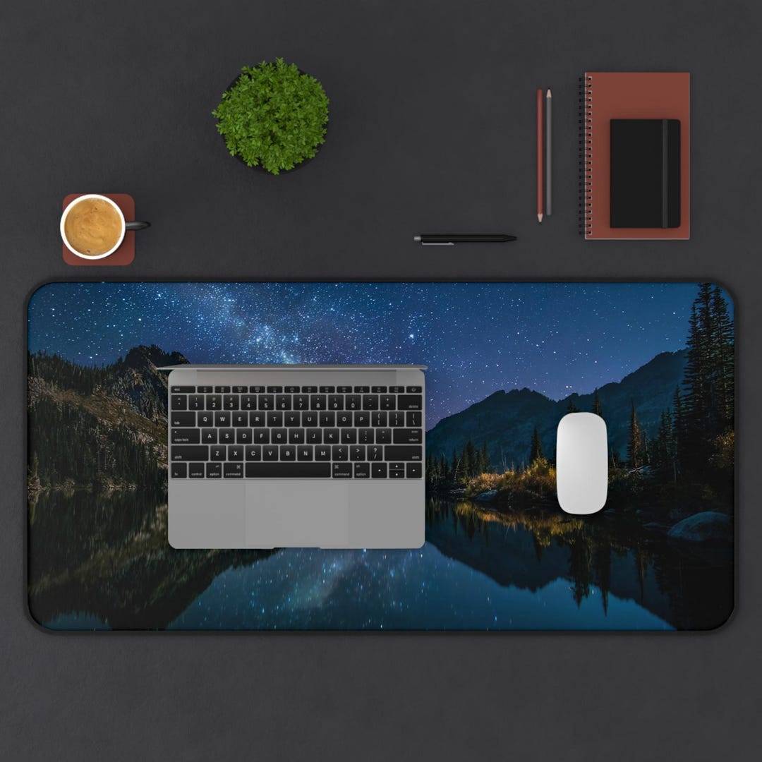 Cosmic Crow Flight Desk Mat XL XXL Starry Lake Mouse Pad, Dark Fantasy ...