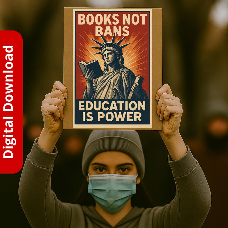 Books Not Bans Protest Sign - Education Poster (digital Download) - Etsy