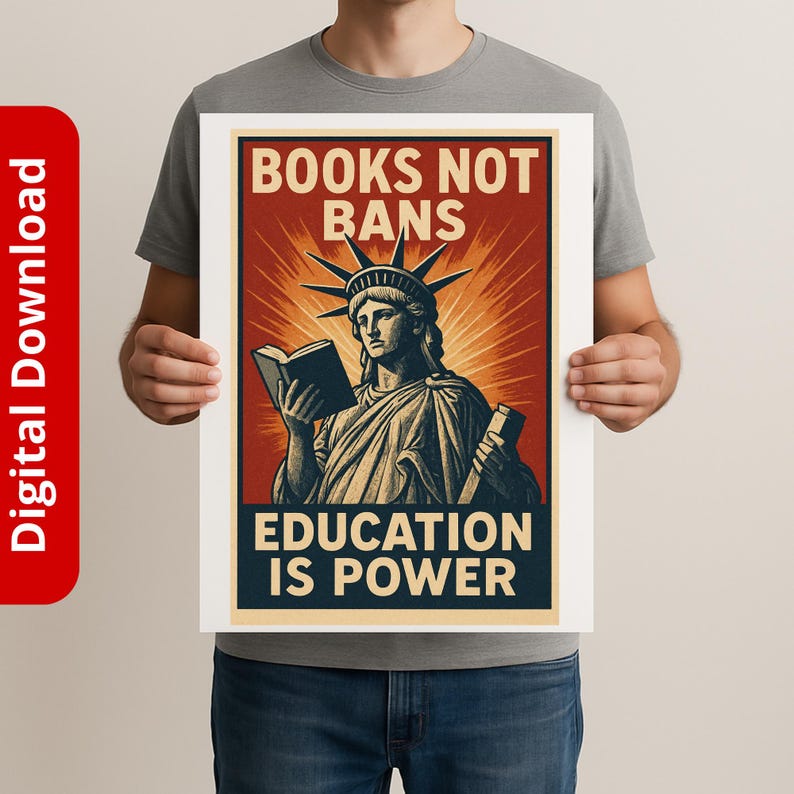 Books Not Bans Protest Sign - Education Poster (digital Download) - Etsy