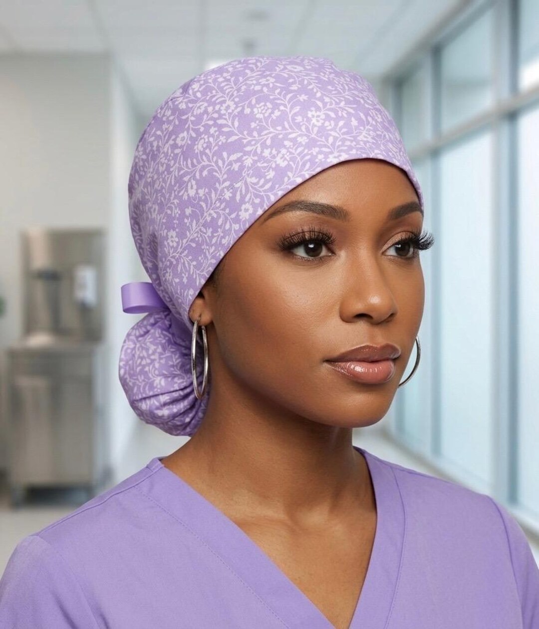 Ponytail Surgical Scrub Cap for Long Hair Nurse Uniform Hat for ...