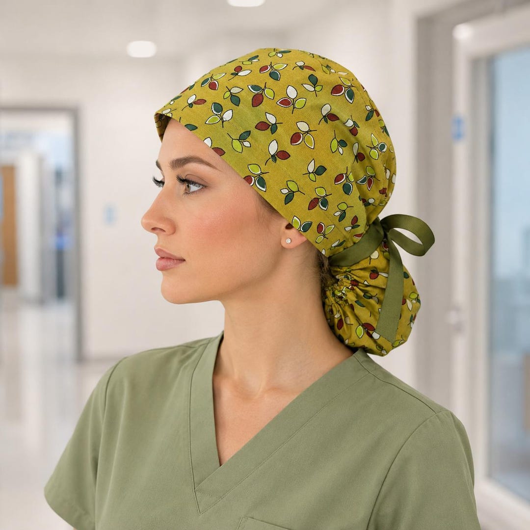 Ponytail Surgical Scrub Cap for Long Hair Nurse Uniform Hat for ...