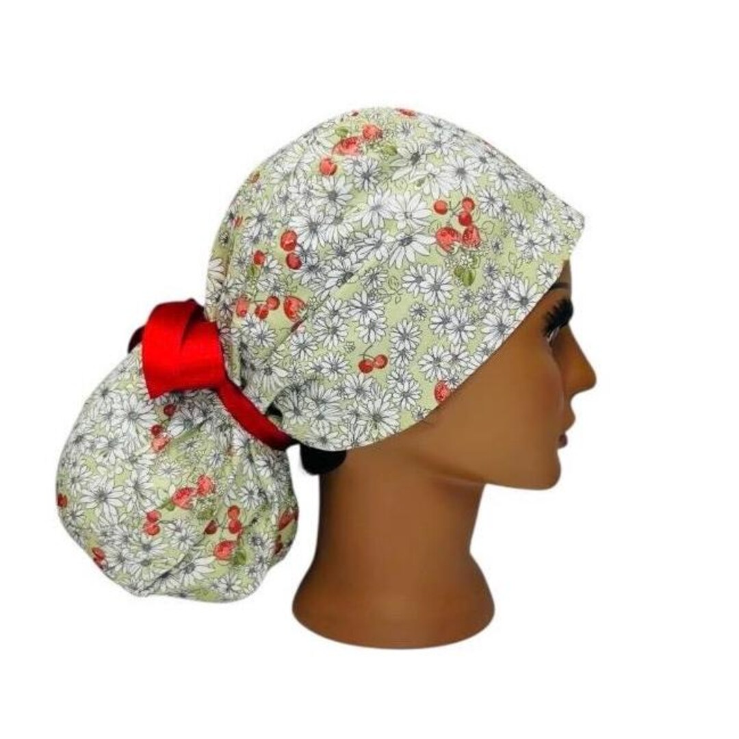 Surgical Scrub Cap With Ponytail Nurse Uniform Hat for Operating Room ...