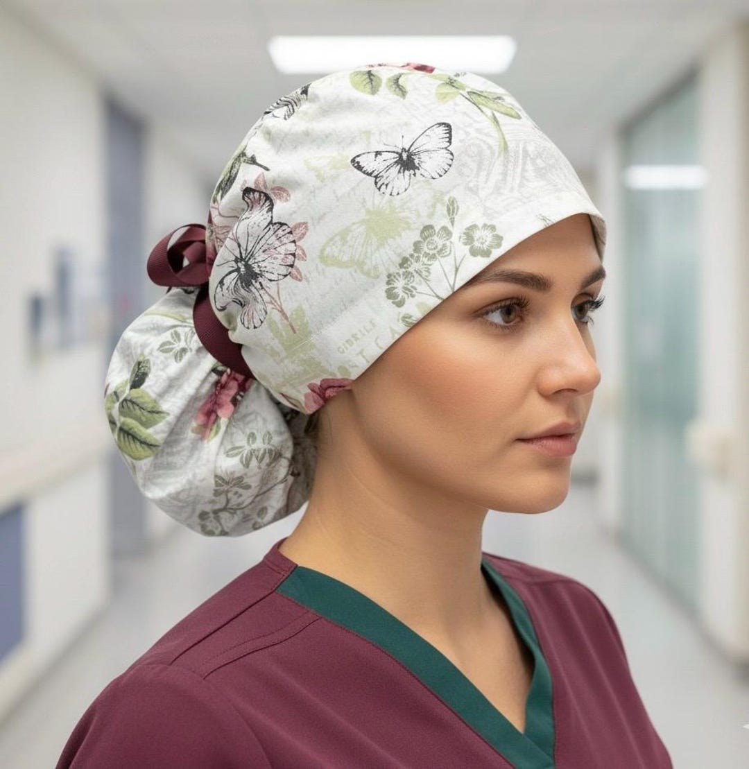 Surgical Scrub Cap With Ponytail Nurse Uniform Hat for Operating Room ...