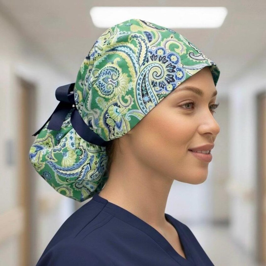 Surgical Scrub Cap With Ponytail Nurse Uniform Hat for Operating Room ...
