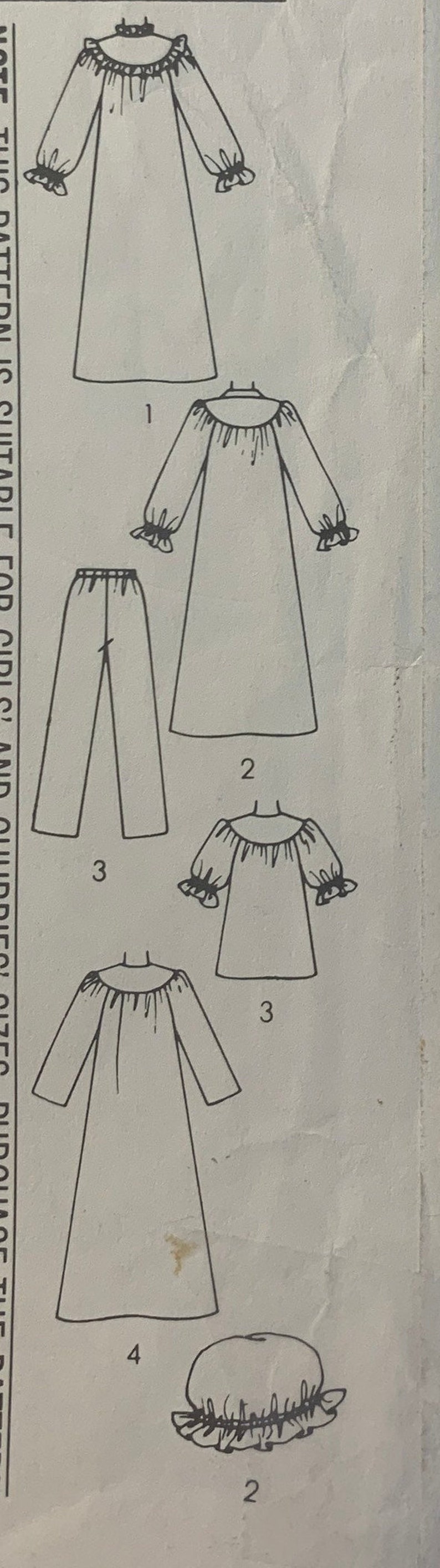 Girls and Chubbies' Nightgown, Pajamas, Robe and Hat Sewing Pattern ...