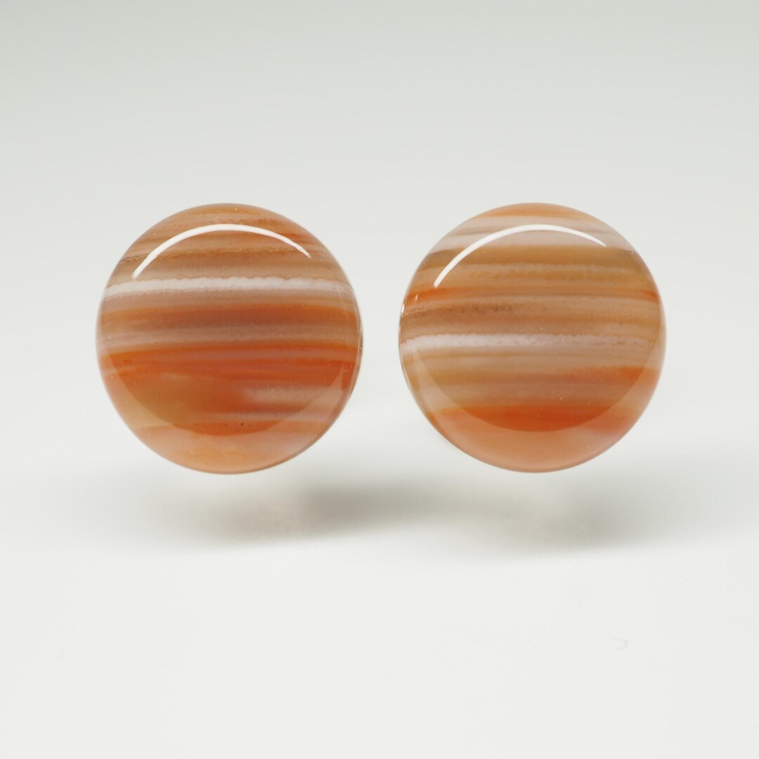 Lake Superior Agate Stud Earrings - Sterling Silver - 8mm - Handmade ...