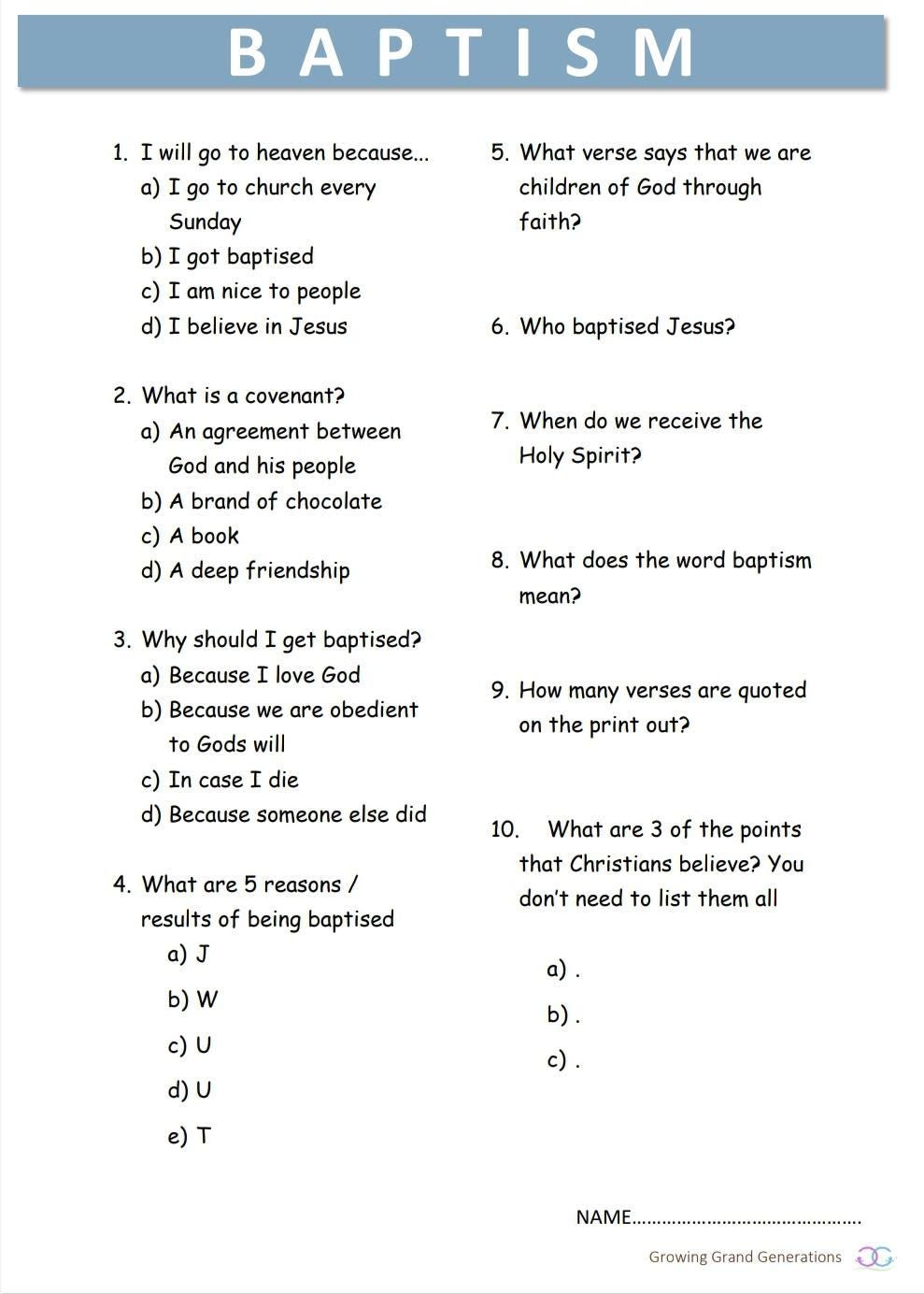 Baptism Basics Bundle: Printable Poster & Quiz Set - Etsy