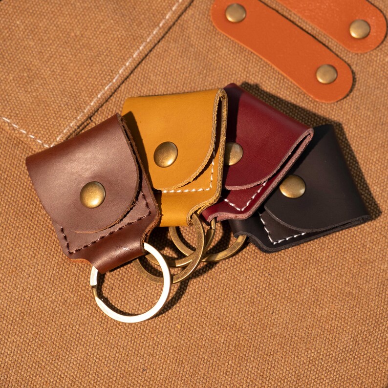 Embossed Initials Ring Holder, Travel Ring Case Keychain, Leather Ring ...