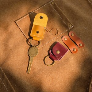 Embossed Initials Ring Holder, Travel Ring Case Keychain, Leather Ring ...