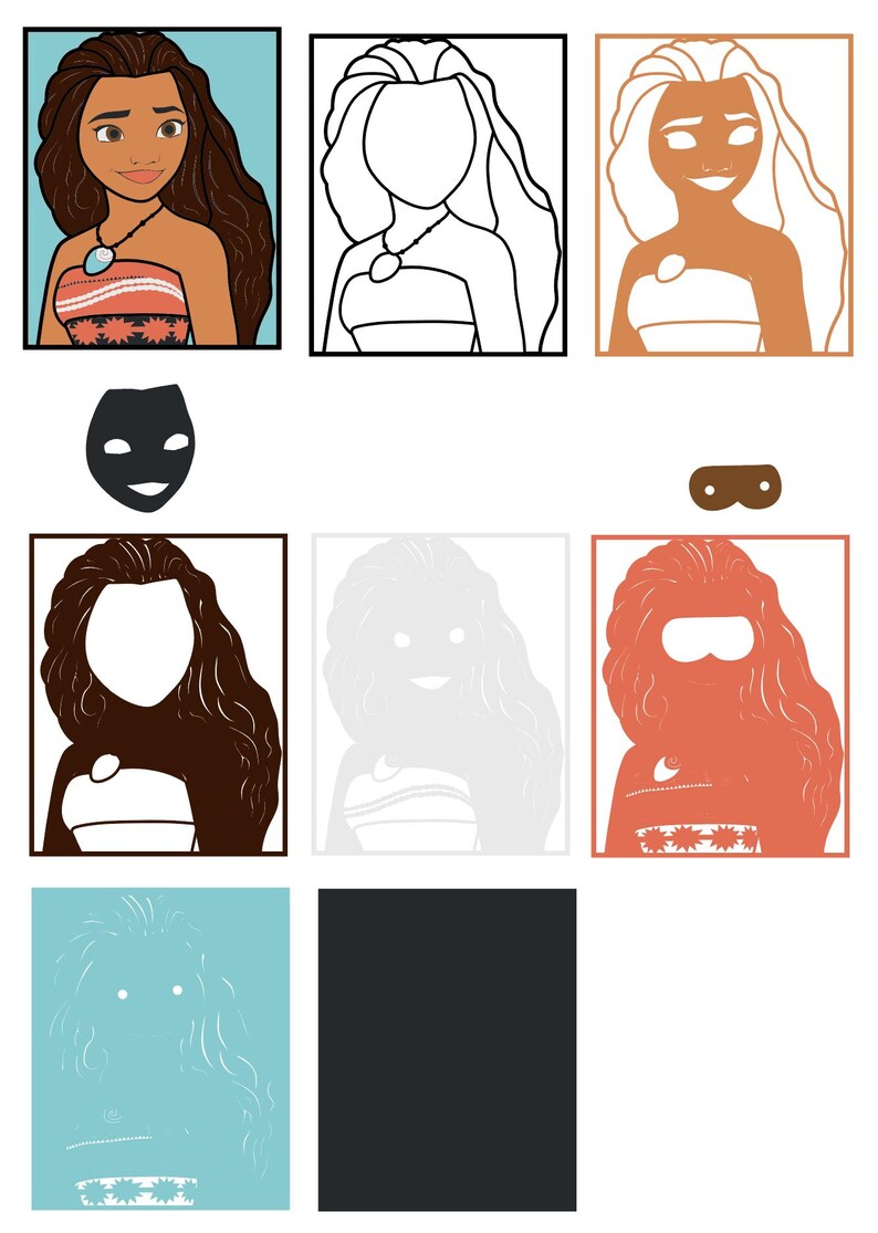 Moana - 7 Layer Disney Princess Laser Cut File (svg Ai Dxf Pdf Eps Cdr ...