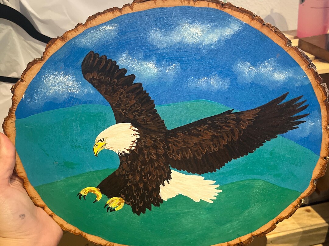 Bald Eagle Acrylic Painting on Wood Slice - Etsy