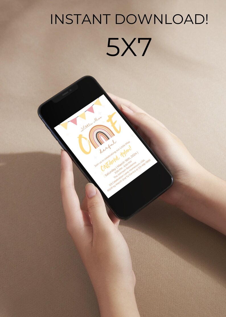 Editable Little Miss Onederful 1st Birthday Invitation Customizable ...