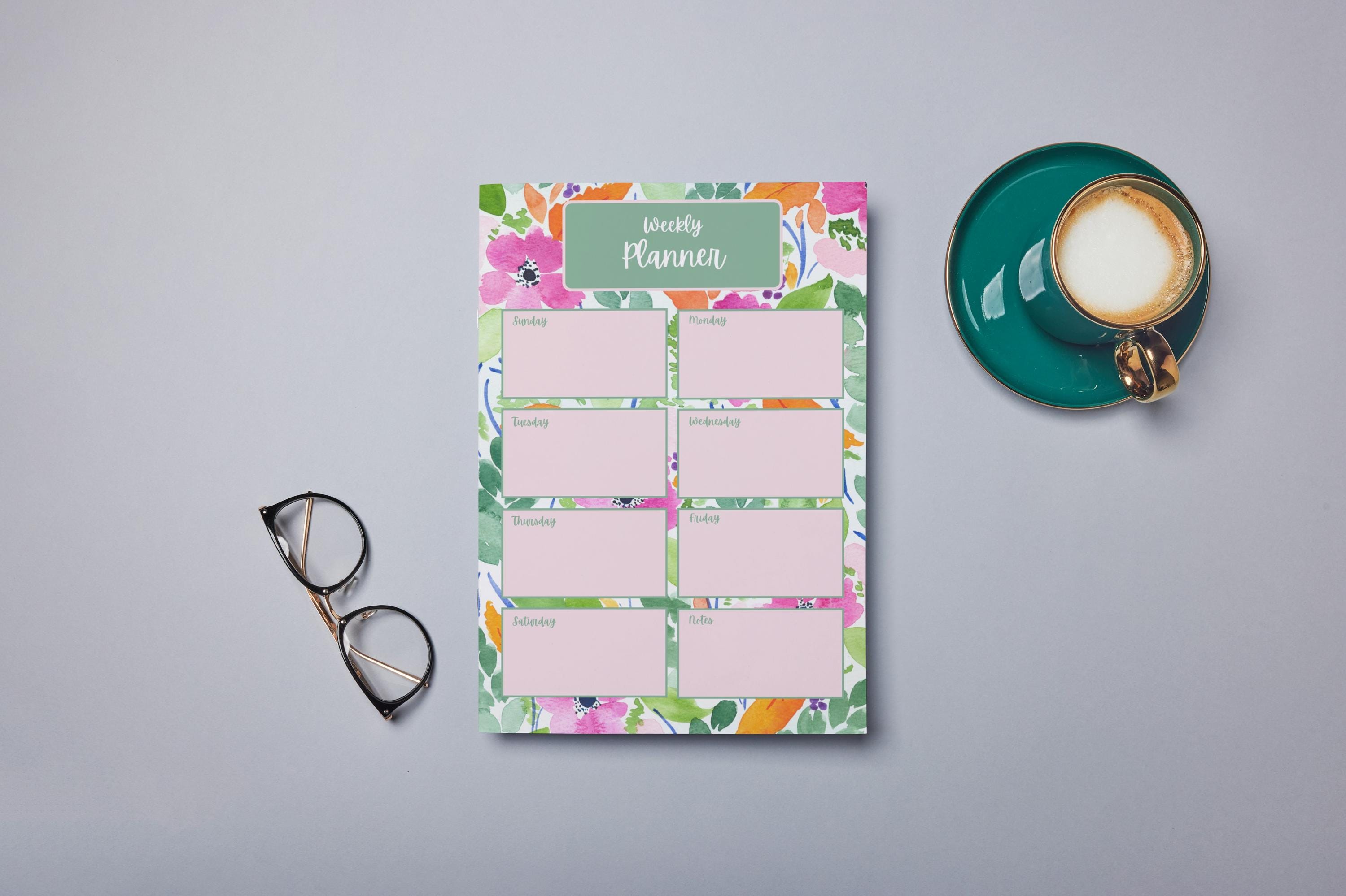 Printable Weekly Planner Floral Pattern Organization Watercolor Flowers ...
