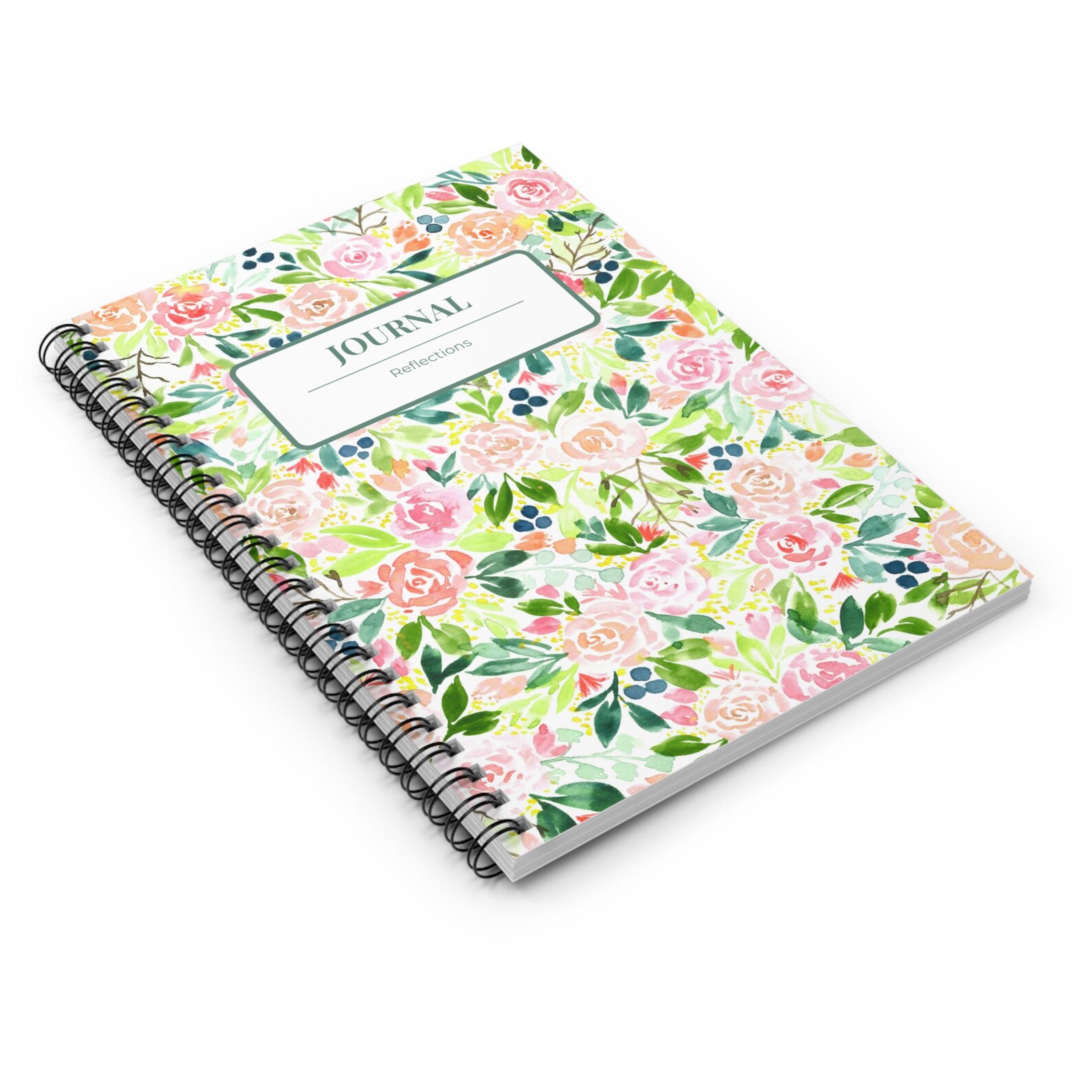 Pink Rose Notebook Journal Watercolor Floral Pattern Spiral Notebook ...