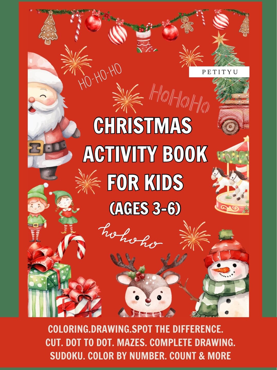Printable BEST Christmas Activity Book for Ages 3-6 Xmas Worksheets ...