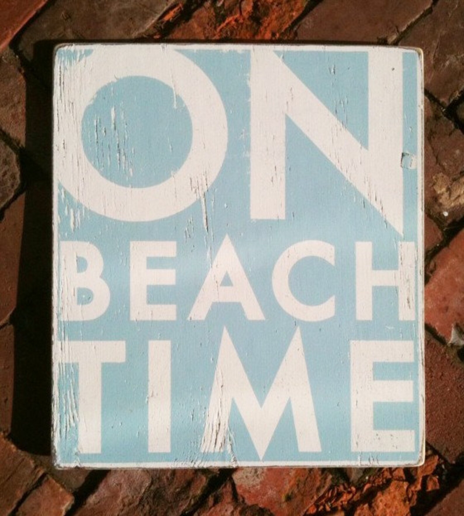 On Beach Time Rustic Sign 17 X 19 Beach Decor Beach Sign Bay | Etsy