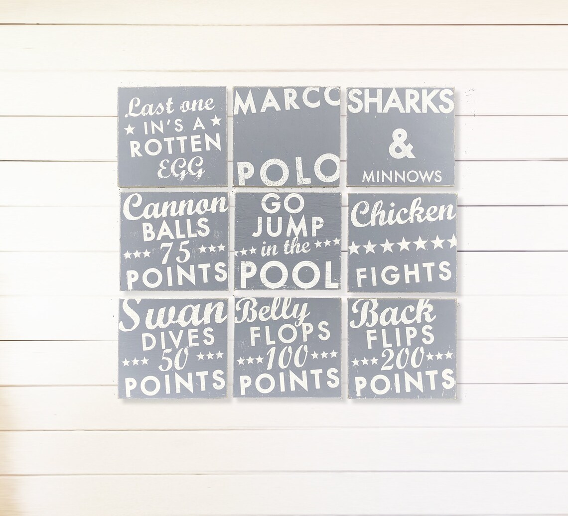 Set of 9 Wooden Pool Signs multiple Sizes Available 7 X 8 or - Etsy