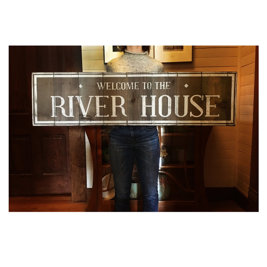 Welcome to the River House Large River Sign Cedar 12 X 46 River House ...