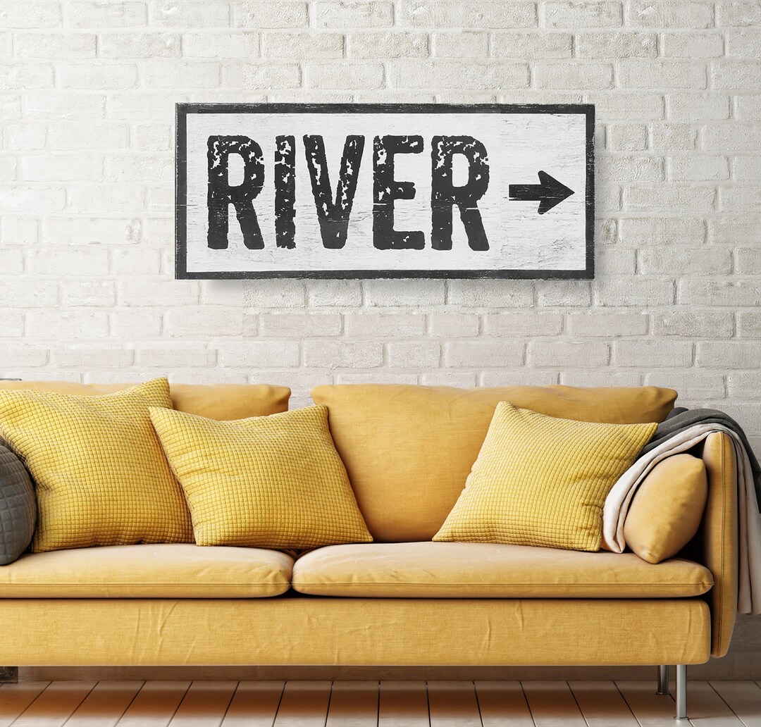 Rustic River Arrow Sign: Hand Screen Printed Wood Decor - Etsy