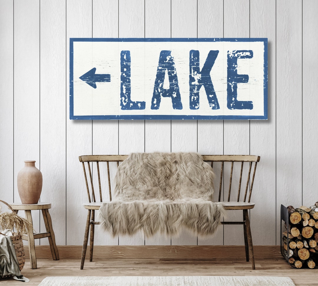Large Lake Arrow Sign, Choose Your Size, Rustic Lake Decor, Lake House ...