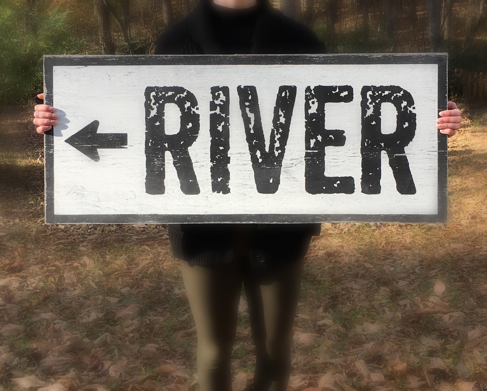 River Signs Rustic River Sign With Arrow 16 X 36 or 22 X 52 | Etsy