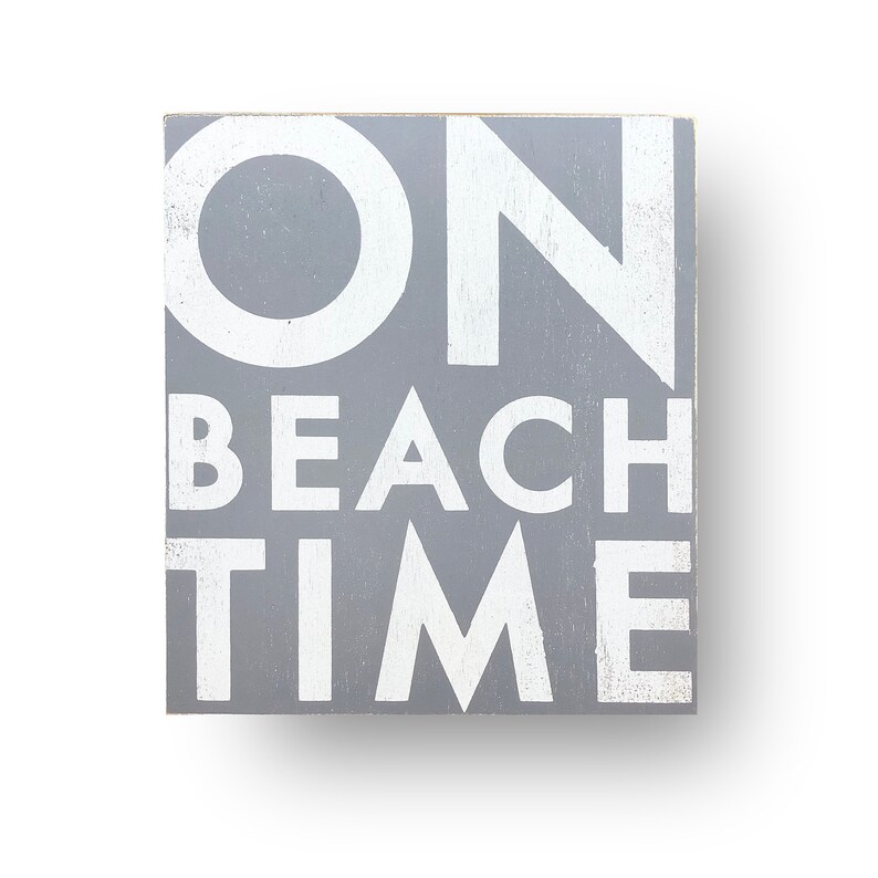 On Beach Time Rustic Sign 17 X 19 Beach Decor Beach Sign Bay | Etsy