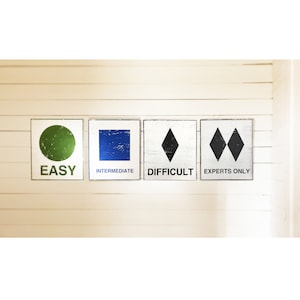 Ski Signs Set of FOUR All Signs 17 X 20 or 11 X 14 Ski Art, Experts ...