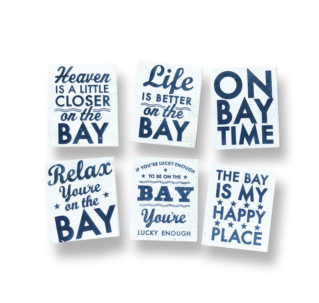 Set of Six Rustic Wooden Signs for the Bay, Bay House Decor, Wooden ...
