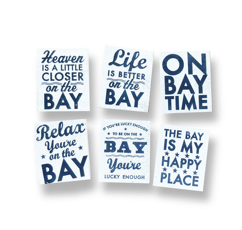 Set of Six Rustic Wooden Signs for the Bay, Bay House Decor, Wooden ...