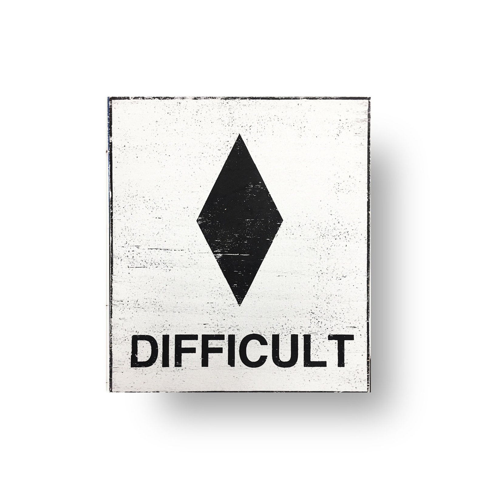 Difficult Ski Run Sign: Single Black Diamond, Handmade Wood Decor - Etsy