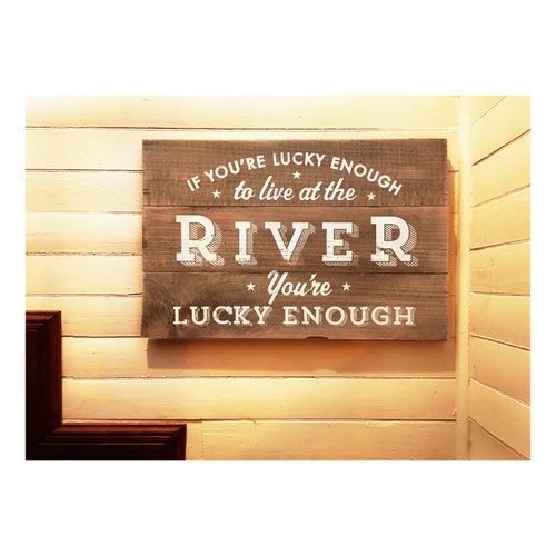 River Sign on River Time Rustic Wooden Sign 17x20 River Decor | Etsy