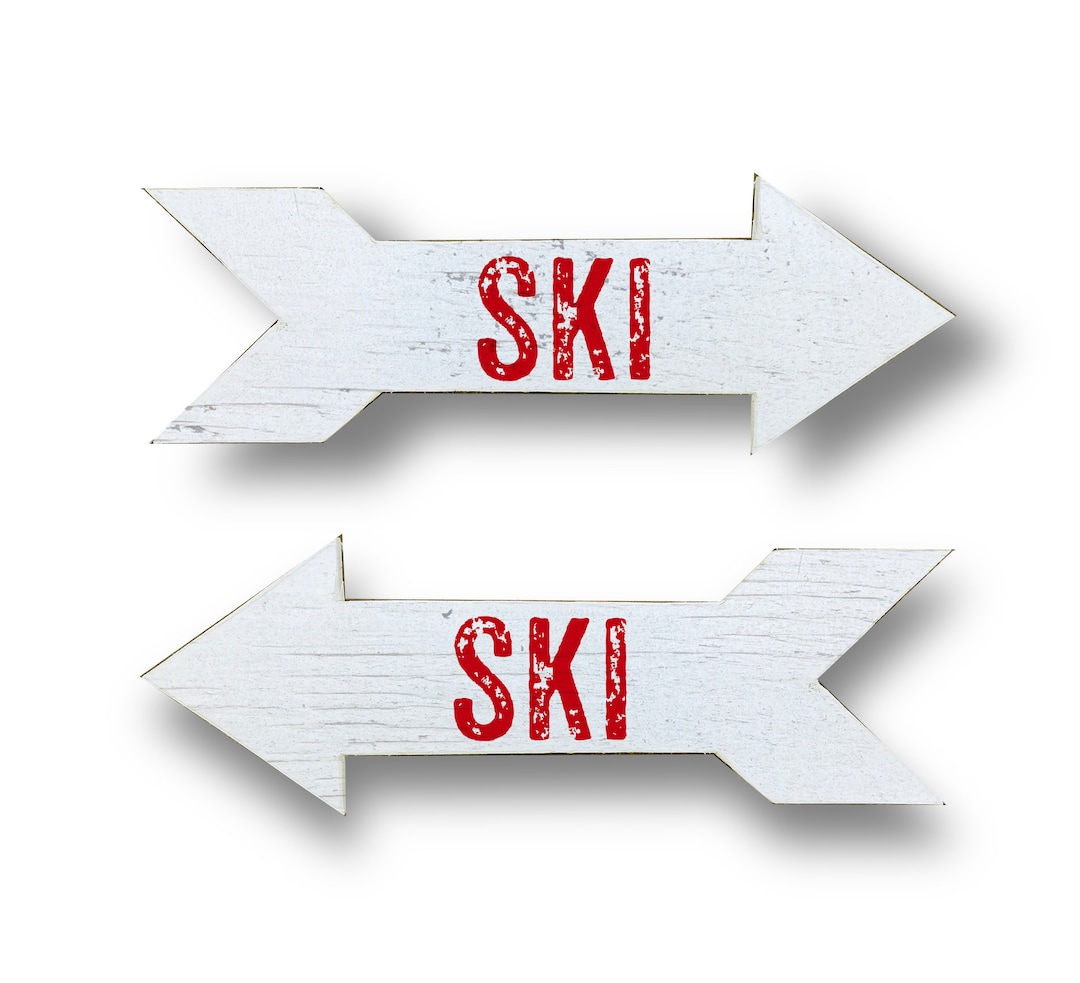 Ski Arrow 8 X 26, Rustic Wood Sign, Ski Lodge, Ski Slopes Arrow ...