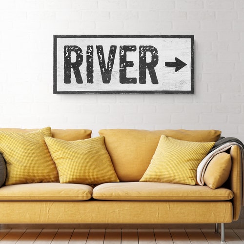 River Sign on River Time Rustic Wooden Sign 17x20 River Decor | Etsy