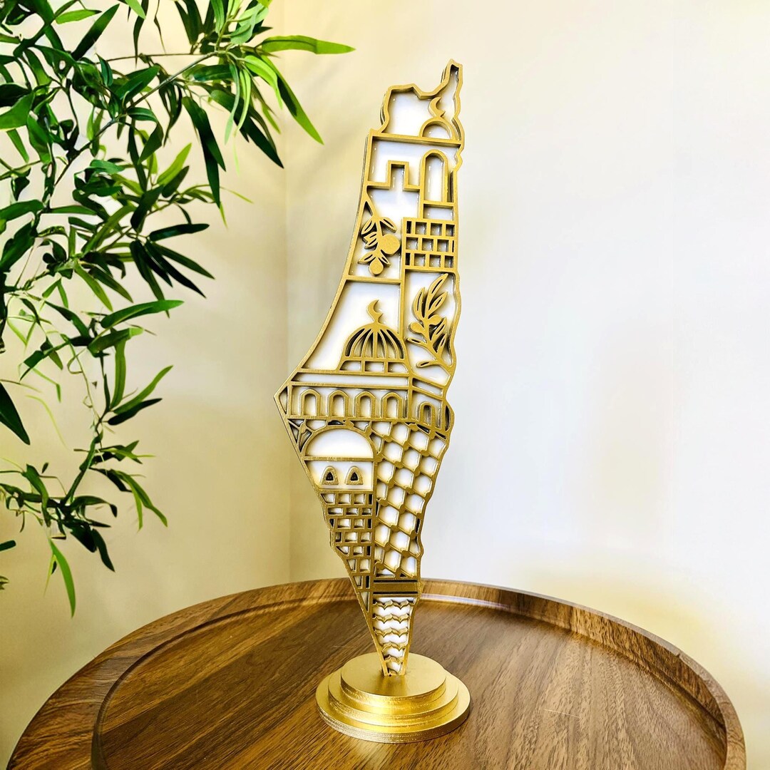 Palestine Map, Palestine Cultural Symbols - Resin Finish | Perfect Gift ...