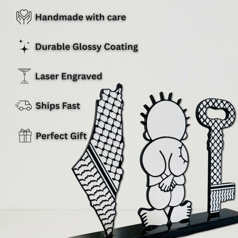 Palestine Map, Black Kuffiyeh, Handala & Key of Return | Glossy Resin ...