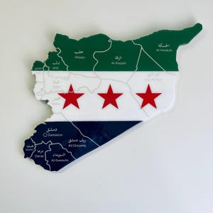 Syria Map With Flag Colours and Resin Finish - Etsy