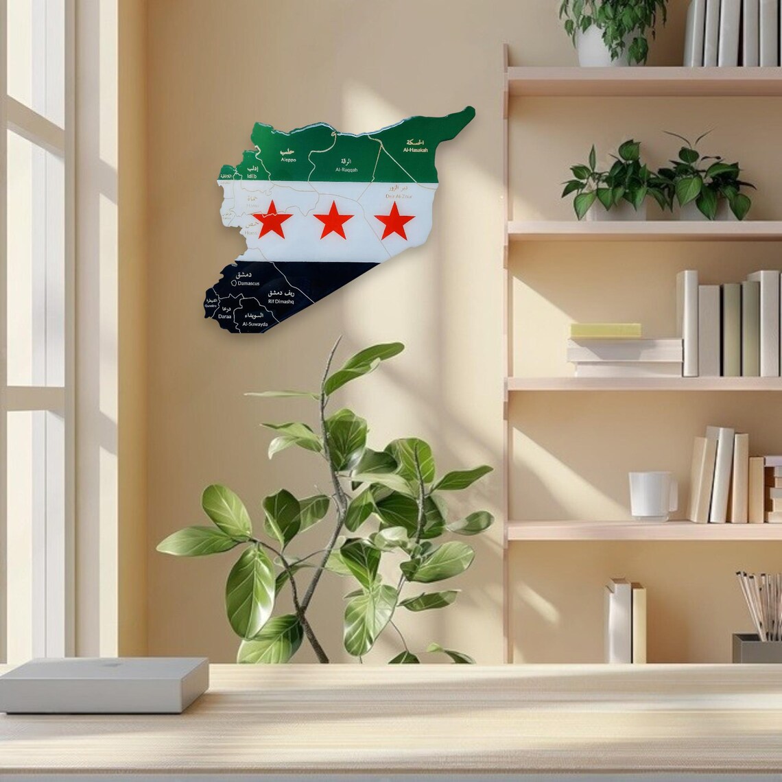 Syria Map With Flag Colours and Resin Finish - Etsy