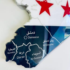 Syria Map With Flag Colours and Resin Finish - Etsy