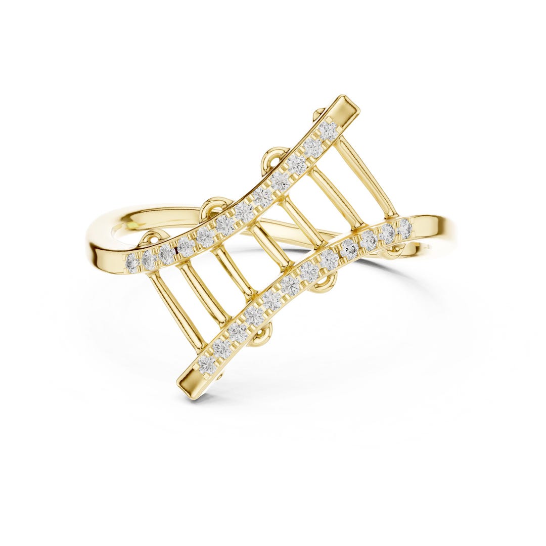 DNA Helix Ring, Lab Grown Diamond Spiral Ring, 14K Gold Double Helix ...