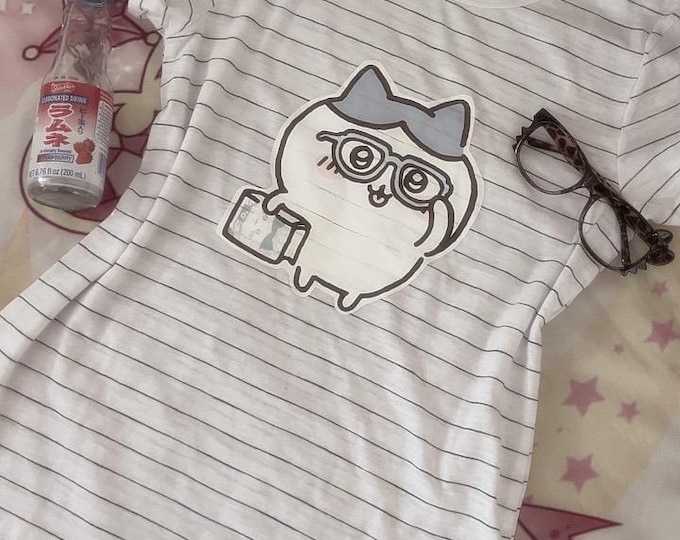 Nerdy Hachiware! Striped T-shirt - Etsy