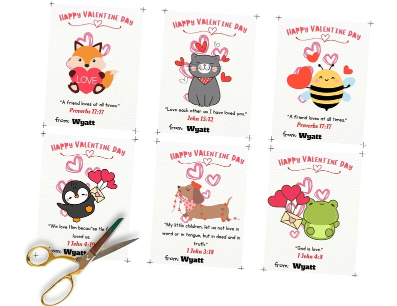 Printable Bible Verse Valentine Cards: Editable Christian Classroom ...